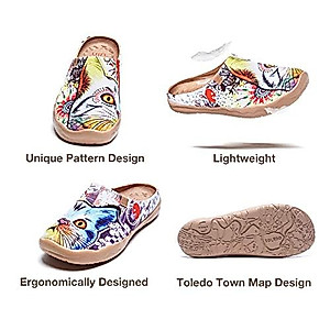 UIN Women's Slipper Fashion Canvas Comfort Travel Art Painted Shoes Wide Toe Casual Household Slip On Mules Cheer Up (8)
