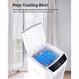 Uthfy Evaporative Air Cooler, 32" Swamp Cooler with 4.2 Gallons Water Tank, Remote Control, 90° Oscillation Cooling Fan with 3 Speeds, 12H Timer, 3 In 1 Tower Fan thats Blow Cold Air for Home, Office