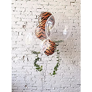 36 Pieces Jungle Balloons by Lunaborne - 18-inch Aluminum Foil Balloons - Leopard Tiger Zebra Giraffe Print Pattern Helium Party Balloons, Jungle Wildlife Zoo Theme Birthday Party Decorations