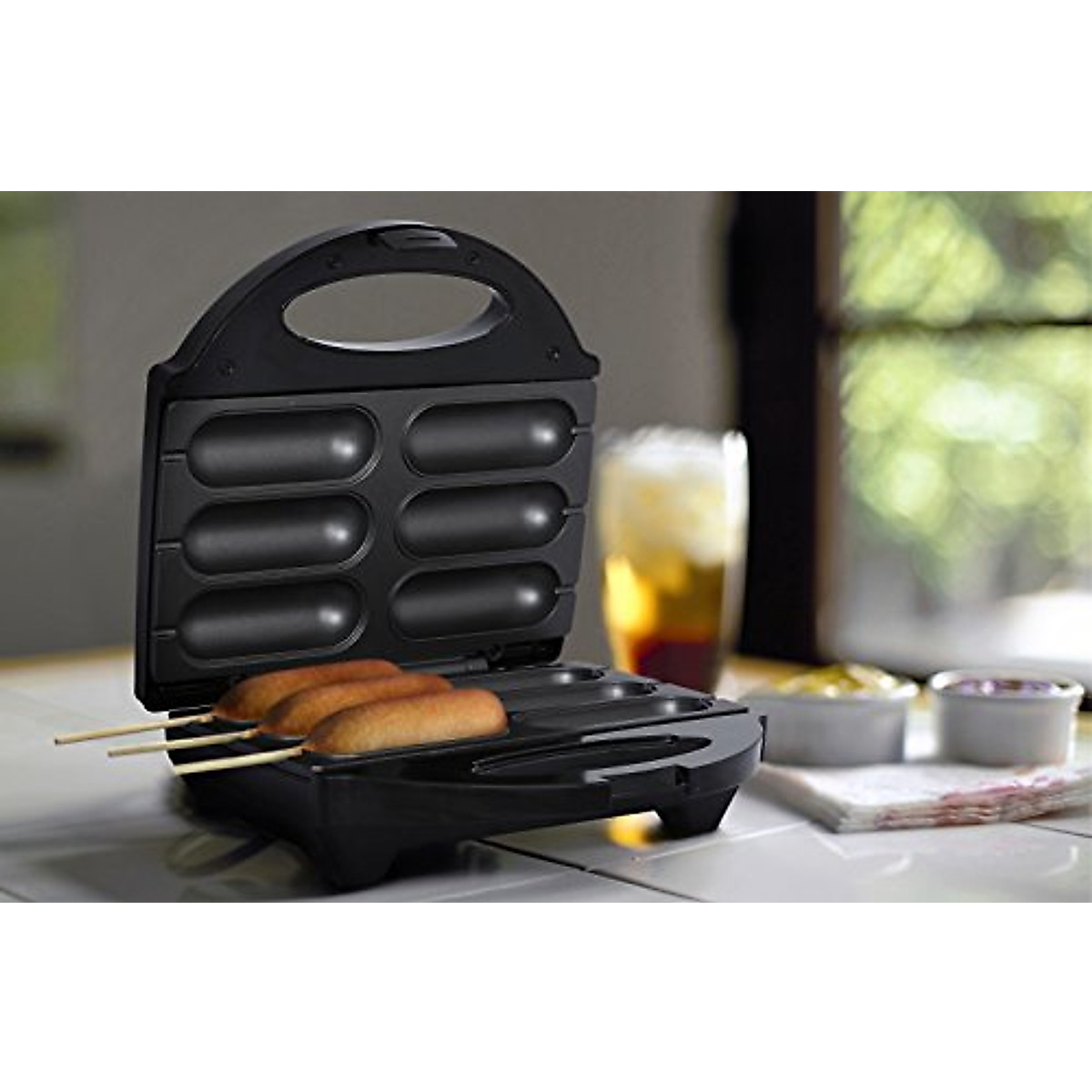 Brentwood TS-601S Non-Stick 6 Mini Corn Dog Maker, Stainless Steel