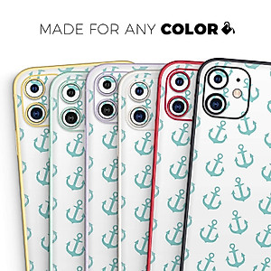 Design Skinz Teal Micro Anchors - DesignSkinz Protective Vinyl Decal Wrap Skin Cover Compatible with The Apple iPhone 5s/SE (2013-2019) (Full-Body, Screen Trim & Back Glass Skin)
