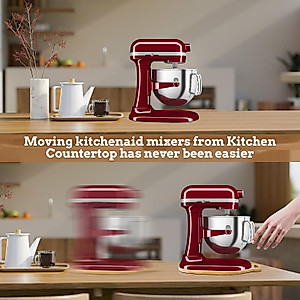 Bamboo Sliding Mat for Kitchenaid Mixer, Mixer Mover Slider Mat Pad Compatible with Kitchenaid Bowl Lift 5-8 Qt Stand Mixer,Kitchen Appliance Slider Mat, Kitchen Aid Mixer Accessories,with Handle