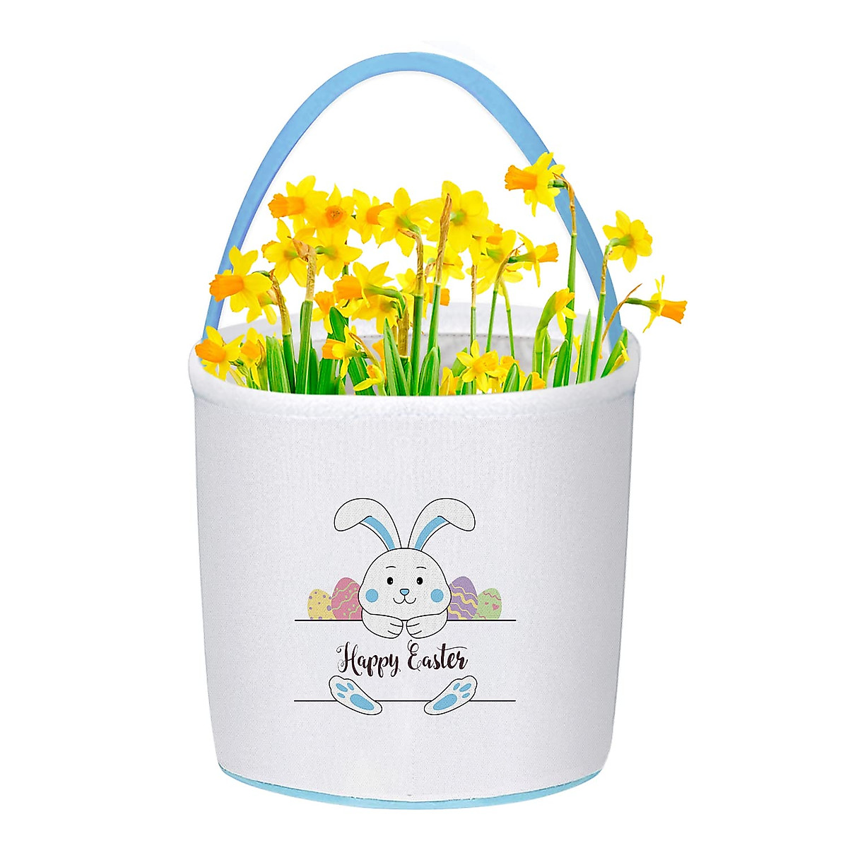 PARTYWIND Easter Baskets for Kids Egg Hunt Games, Easter Baskets Bags with Handle for Boys and Girls Party Supplies Favors, Cute Easter Goodie Bag Stuffers (Blue)