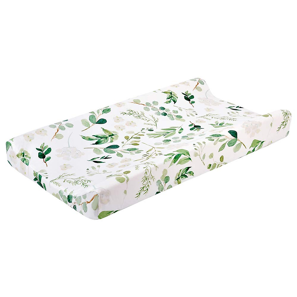Diaper Changing Pad Cover, 2 Pack, Floral Changing Table Cover, Green Leaf Changing Pad Covers, Jersey Knit Changing Table Sheets, Gender Neutral Crib Bedding Covers for Baby Boy Girl