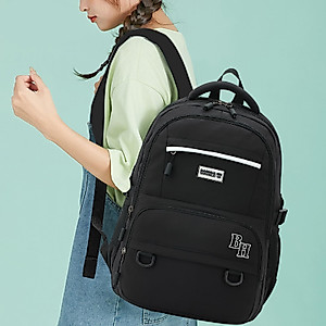 CAMTOP Laptop Backpack 15.6 Inch College Middle School BookBag Travel Backpacks Casual Daypacks (17 Inch,Black)