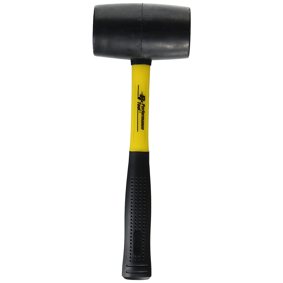 Performance Tool M7132 Double-Faced Solid Rubber Head Hammer with Fiberglass Handle and Anti-Shock Grip - Great for Home and Shop Use