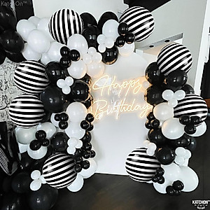 KatchOn, Big Black and White Stripe Balloons - 18 Inch, Pack of 10 | Black and White Balloons for Beetlejuice Decorations | Black and White Striped Balloons, Halloween Decorations | Pirate Balloons