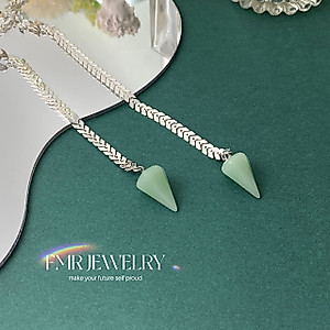 FMR Silver Fish Bone Face Chain Crystal Pendant Necklace Delicate Nose Accessories Face Jewelry for Women and Teens