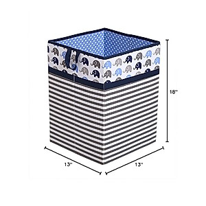 Bacati Collapsible Storage Hamper, Elephants, Blue/Grey, One Size
