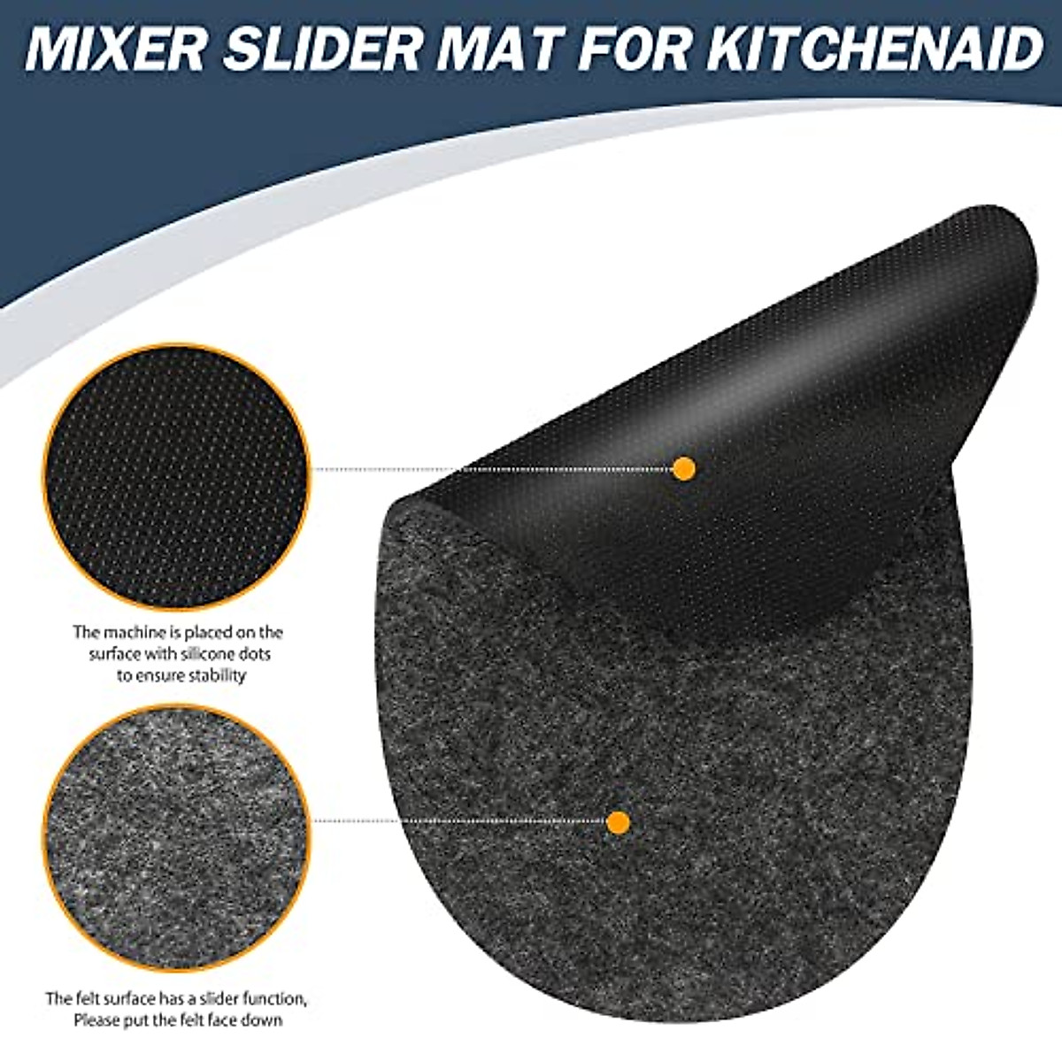 3PCS Mixer Slider Mat Kitchen Appliance Slider Compatible for KitchenAid 4.5-5Qt Tilt-Head Stand Mixer Appliance Glide Mats Felt Kitchen Appliance Sliding Tray