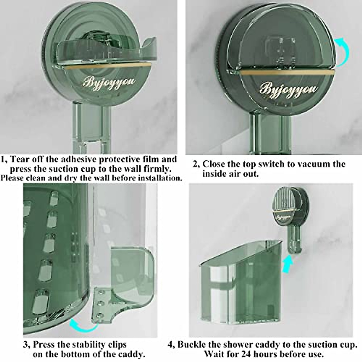 Shower Organizer, Suction Cup Shower Caddy, Bathroom Removable Shower Basket Strong Suction Shower Shelf, Clear White L