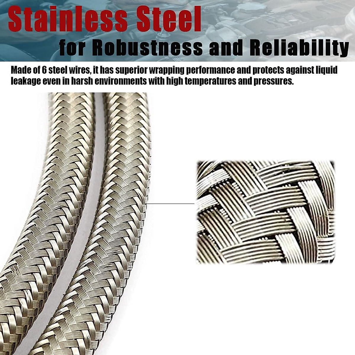 Takilma 6AN 70" Transmission Cooler Hose Kit for Ford GM Chevrolet 4L60E 4L65E 4L80E TH350 TH400 TR6060 Turbo 350/400/200-200R4/700R4 Ford C4-C6-AOD Transmission Fluid Oil Cooler Lines Fitting Kit