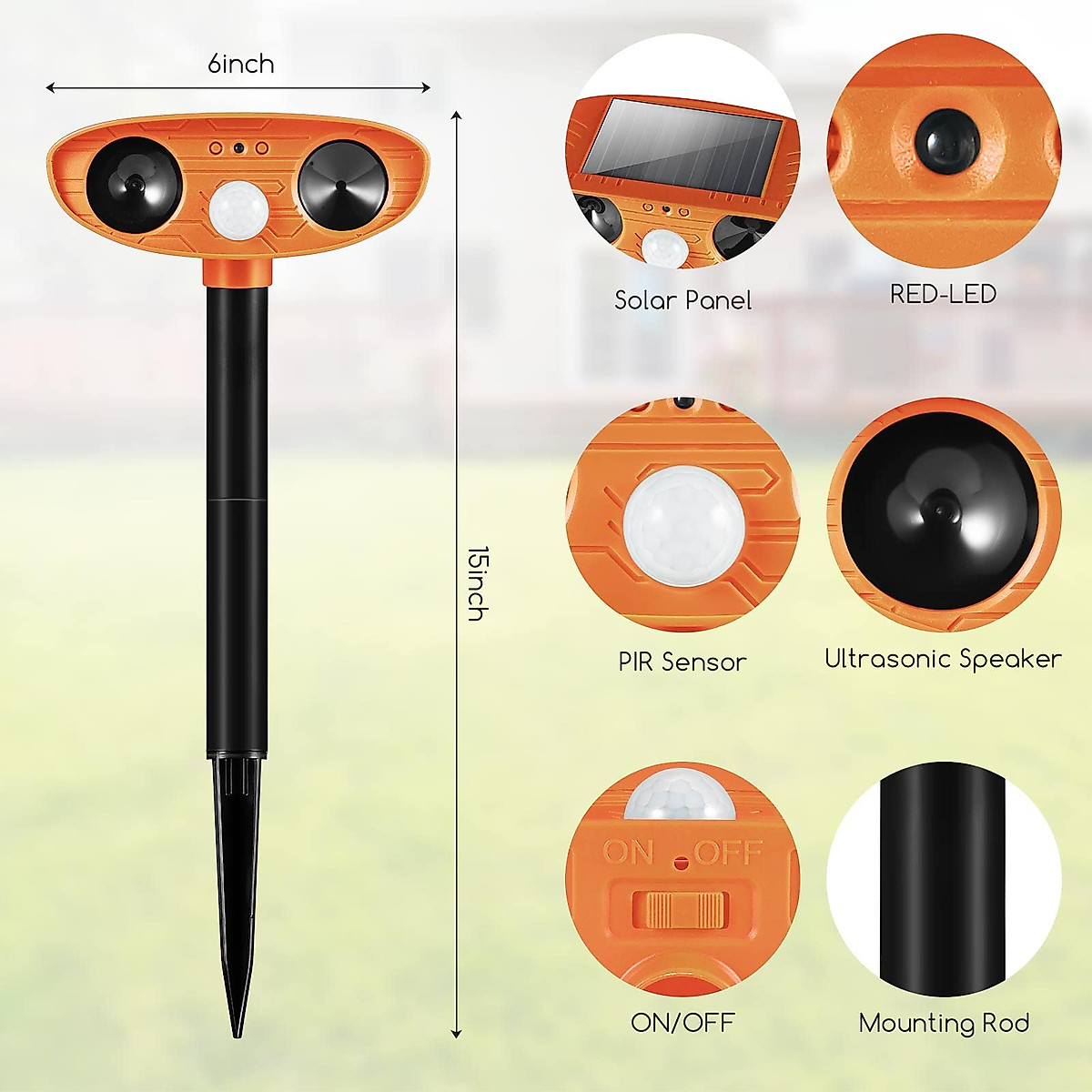 2024 Upgraded Solar Ultrasonic Animal Repellent Outdoor, 2 Pack Ultrasonic Cat Repellent with Motion Sensor Flashing Light Raccoon Repellent Deer Repellent Squirrel Repellent Coyote Deterrent and More