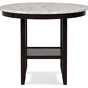 New Classic Furniture Celeste 5-Piece Faux Marble Round Counter Set with 1 Table and 4 Chairs, 42-Inch, Blue
