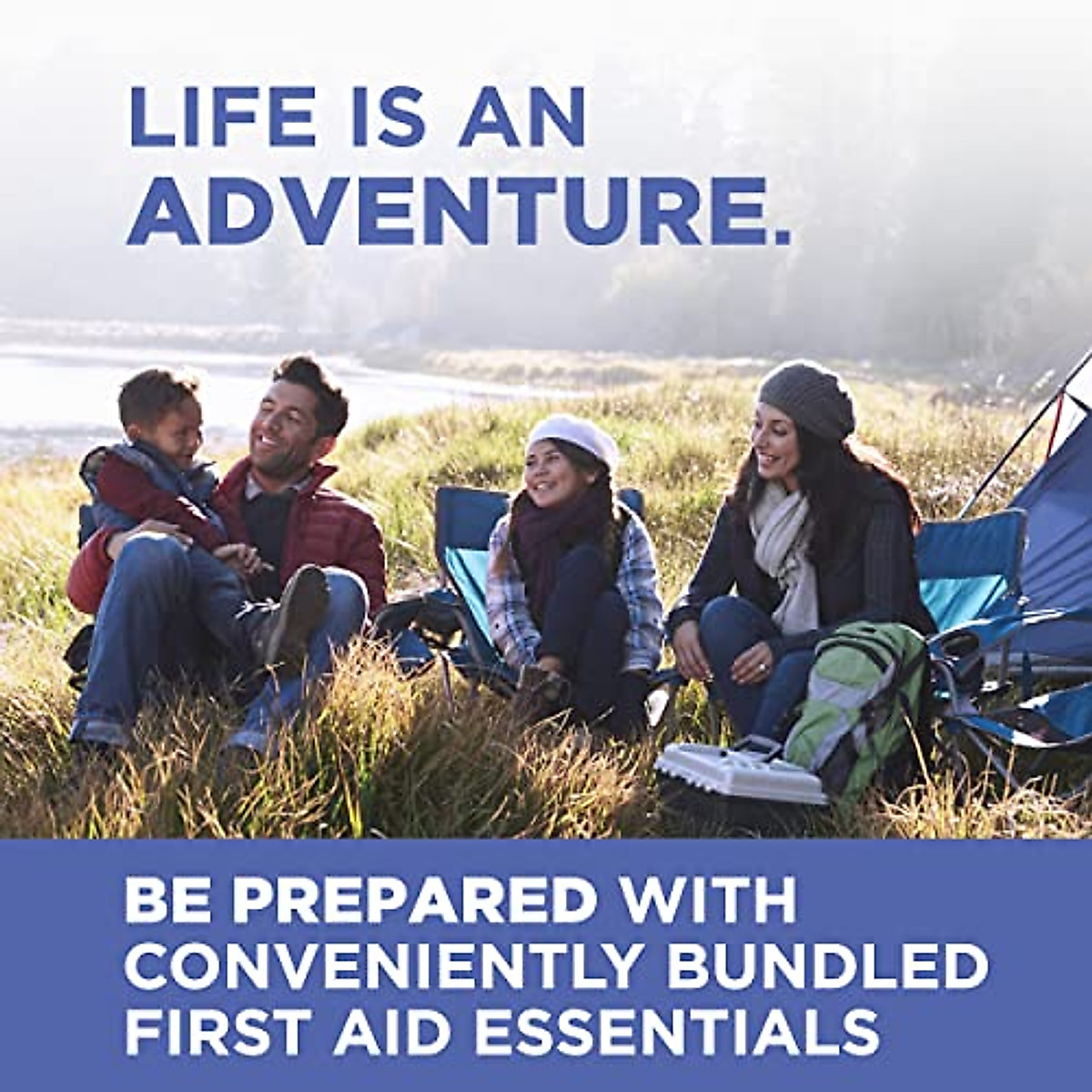 Johnson & Johnson Travel Ready Portable Emergency First Aid Kit for Minor Wound Care with Assorted Adhesive Bandages, Gauze Pads & More, Ideal for Travel, Car & On-The-Go, 80 pc