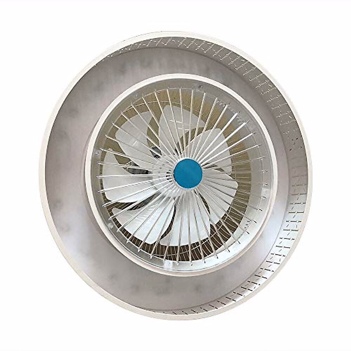 22'' Modern LED Invisible Ceiling Fan with light 3-Color 3-Speed 64W 7 Acrylic Blades Round Enclosed Chandelier Fan with Remote Control Semi Flush Mount Quiet for Bedroom Living Room (Bamboo leaf)