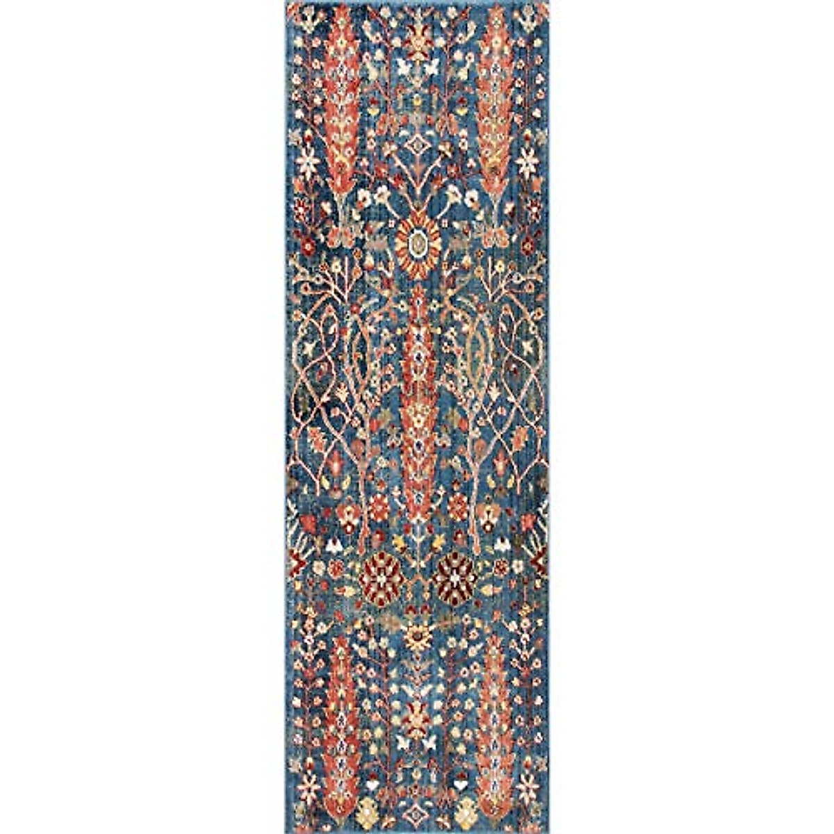 nuLOOM Valentina Tribal Fringe Runner Rug, 2' 6" x 8', Blue