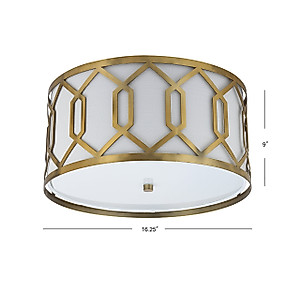JONATHAN Y JYL3500A Hex 3-Light 16.25" Metal LED Flush Mount Contemporary,Transitional Dimmable, 2700K Cozy Warm Light, Kitchen,Hallway,Bathroom,Stairwell, Brass Gold