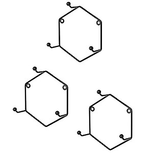 MyGift Black Metal Hanging Coffee Mug Rack, Geometric Design 3-Hook Coffee Mug Holder Wall Mount Hooks, Set of 3