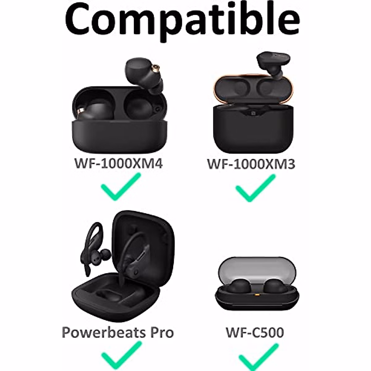 A-Focus [8 Pairs] WF-1000XM5 WF-1000XM4 Ear Hooks Tips 【 Memory Foam & Silicone 】 Soft Replacement Comfortable Earbud Tips Wingtip Compatible with Sony WF-C700N WF-C500, 23515H