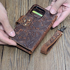 Handmade Genuine Leather Case For Iphone 15 Pro Max 14 13 12 11 Max Leather Wallet For Iphone Case