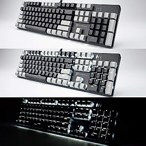 Mechanical Keyboard Gaming Keyboard | Black Switch, Black Grey Color & White Backlit Keyboard | 104 Keys US Layout | Wired Gaming Keyboard | Hot Swappable Mechanical Keyboard, PC Gaming Keyboard