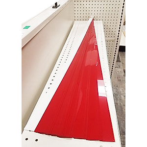 Decorative Gondola Shelving Pre Cut Vinyl Insert Strips 48" x 1.25" Shelf C-Channel, Red, 100 Pack