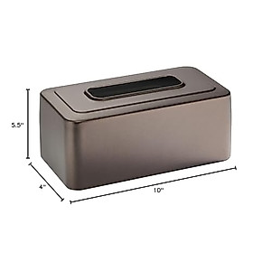 iDesign Olivia Tissue Box Cover Rectangle Boutique Box for Bathroom, Bedroom, Living Room, Bronze