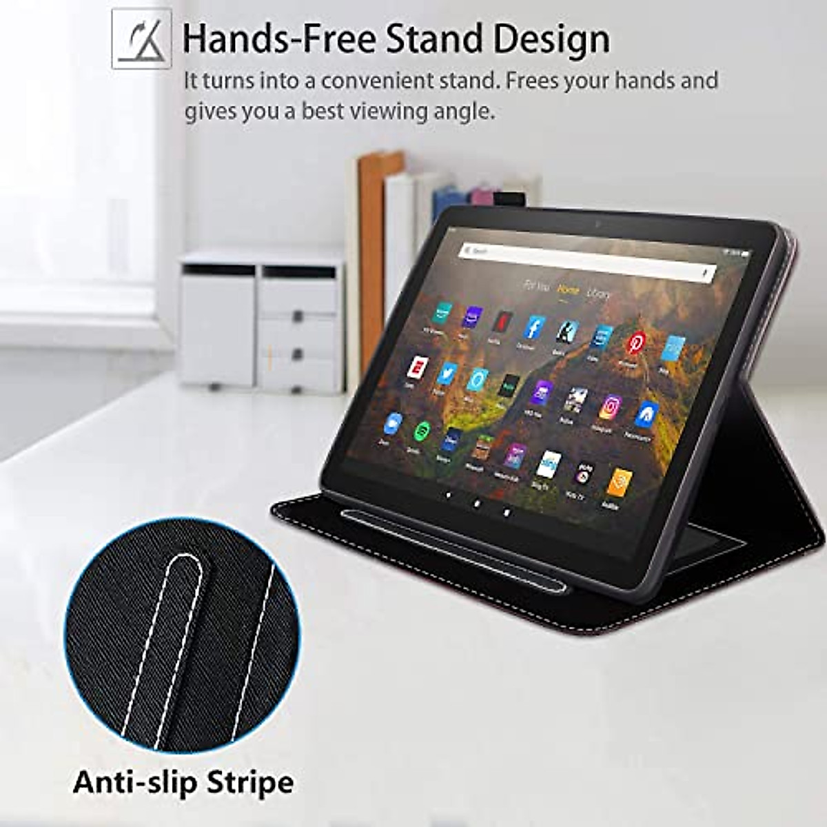 POIUYTREW Case for All-New Amazon Kindle Fire 7 Tablet (7", 12th Generation, 2022 Release) Latest Model - PU Leather Folio Case with Smart Auto Wake/Sleep, Flame Football