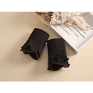 SUZALA Wrist Cuffs for Women Ladies Teens, Detachable Hand Sleeves for Sweater Blouse Coat (WFFloralBlack)