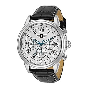 I By Invicta Men's 90242-002 Chronograph Silver Dial Black Leather Watch