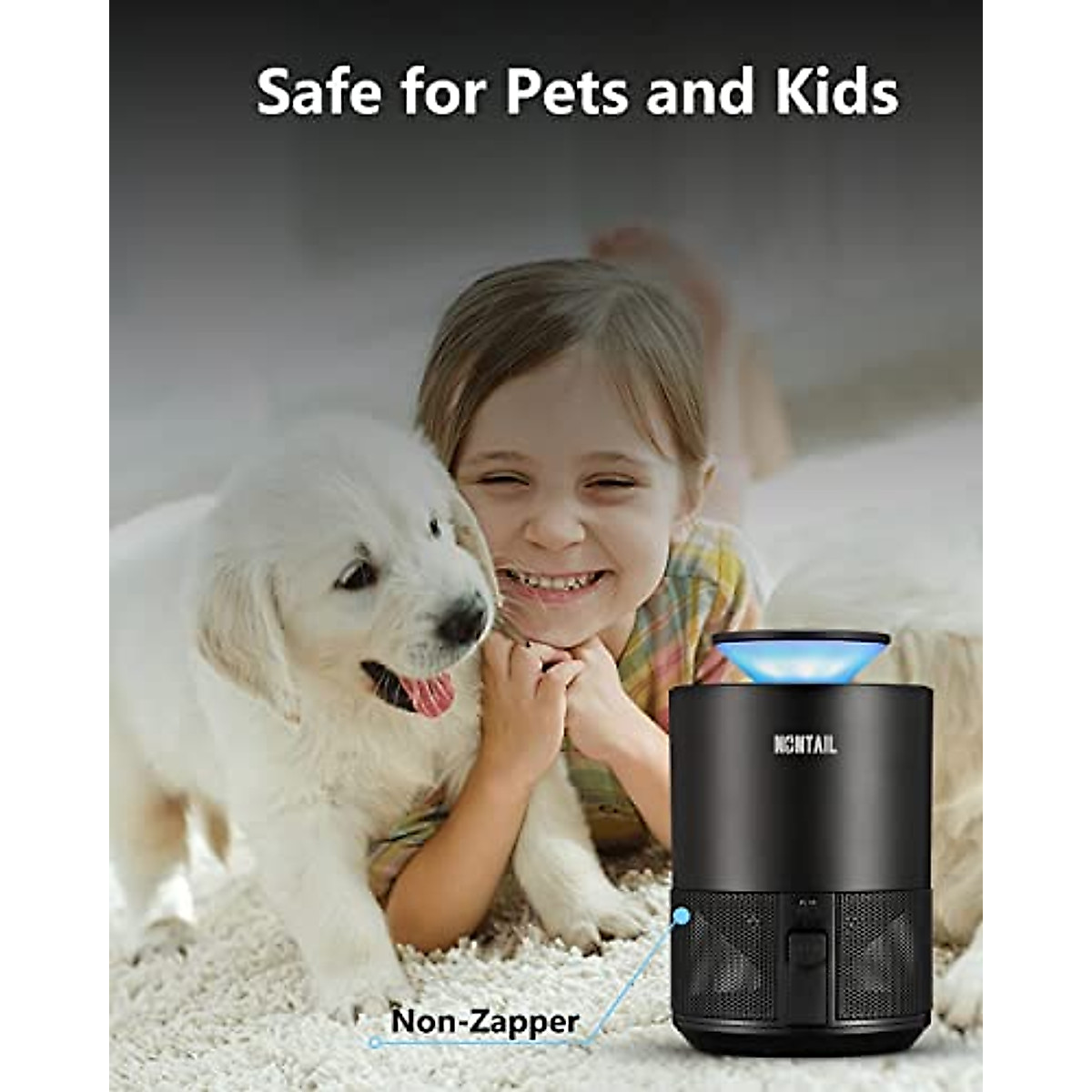 Mosquito Trap NONTAIL Fruit Fly Traps for Indoors,Catcher & Killer for Gnat, Moth, Flies, Non-Zapper Insect Traps with UV Light Fan & Sticky Glue