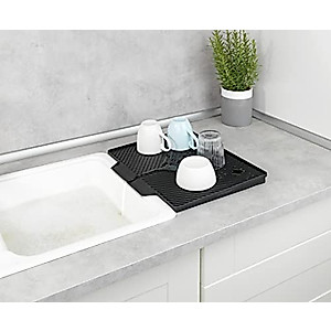 WENKO Nelia Dish Drying Mat with Drainer Black