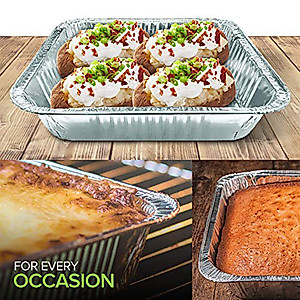 HOMEE Aluminum Pans Disposable, 8 x 8'' Square Disposable Aluminum Foil Pans Stackable Heat Resistant, (50 Pack) Disposable Foil Tray for Baking, Roasting, Broiling and Cooking, Storing, Prepping Food