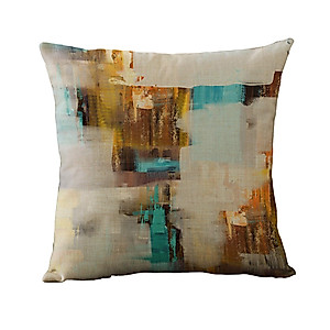 WOMHOPE Set of 4 Modern Art Geometric Decorative Throw Pillow Covers Burlap Toss Pillow Cases Cushion Cases 18 x 18 Inch for Living Room,Couch and Bed (Blocks)