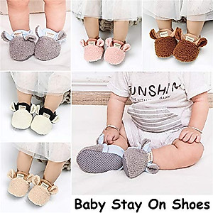 LAFEGEN Infant Baby Boys Girls Slipper Stay On Non Slip Soft Sole Newborn Booties Toddler First Walker Crib House Shoes 0-18 Months, 01 White, Baby Slipper 6-12 Months Infant
