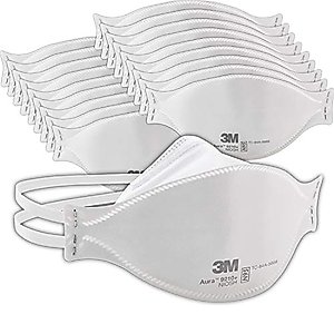 3M Aura Particulate Respirator 9210+, N95, Disposable, Smoke, Grinding, Sanding, Sawing, Sweeping, Dust, Stapled Flat Fold, 20/Pack