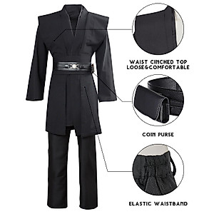 Wecos Tunic Hooded Robe Knight Costume Outfits Halloween Cosplay Costume for Mens Three Versions