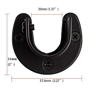 1-5/16 Shower Closet Rod Holder Set U Shaped Hanging Rod Flange Socket Heavy Duty Curtain Pole Bracket Supports Stainless Steel Matte Black 4 Pack (Black, Big)