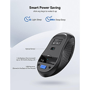 TECKNET Wireless Mouse for Laptop, 2.4G Wireless Computer Mouse, 5-Level Adjustable 4800 DPI, Silent Mouse with Receiver & 6 Buttons, 18 Months Battery Life, USB Portable Mouse for Mac, Chromebook