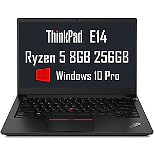 Lenovo ThinkPad E14 Gen 2 14" FHD IPS (8GB RAM, 256GB SSD, AMD 6-Core Ryzen 5-4500U(Beat i7-1165G7)) Business Laptop, Long Battery, Anti-glare, Type-C (DP and Charge), Webcam, Win 10 / Win 11 Pro