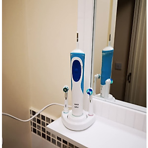 Electric Toothbrush Head Holder/Toothbrush Charger Base Stand for Oral-B and 4pcs Round Toothbrush Head Cover