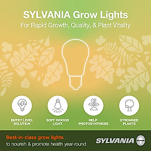 SYLVANIA Incandescent Spot-Gro 60W Grow Light Bulb, A19, Dimmable, 705 Lumens, Frosted, 2850K, Soft White - 1 Pack (12280)