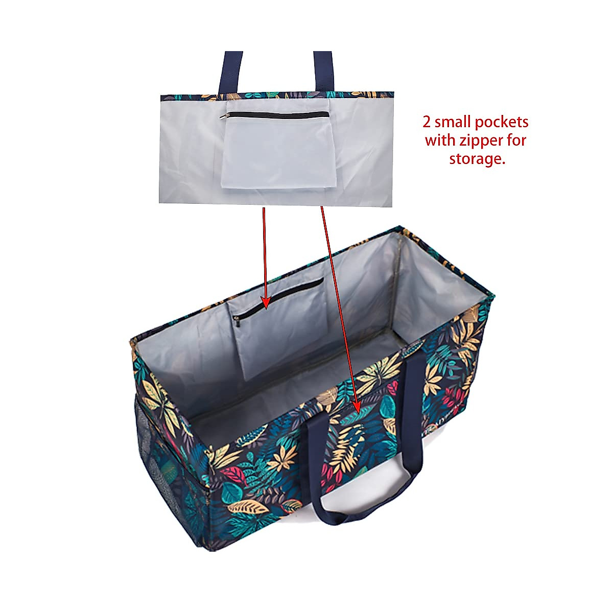 YELAIYEHAO 2 Large Utility Tote Bag, Foldable Collapsible Tote1 bag for Storage Pool Beach Shopping picnic laundry gym utility Luggage