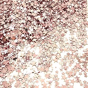 Rose Gold Party Twinkle Stars Table Confetti Foil Metallic Sequins Confetti Wedding Bridal Shower Bachelorette Baby Shower Birthday Christmas Party Sprinkles Confetti Decorations, 60g