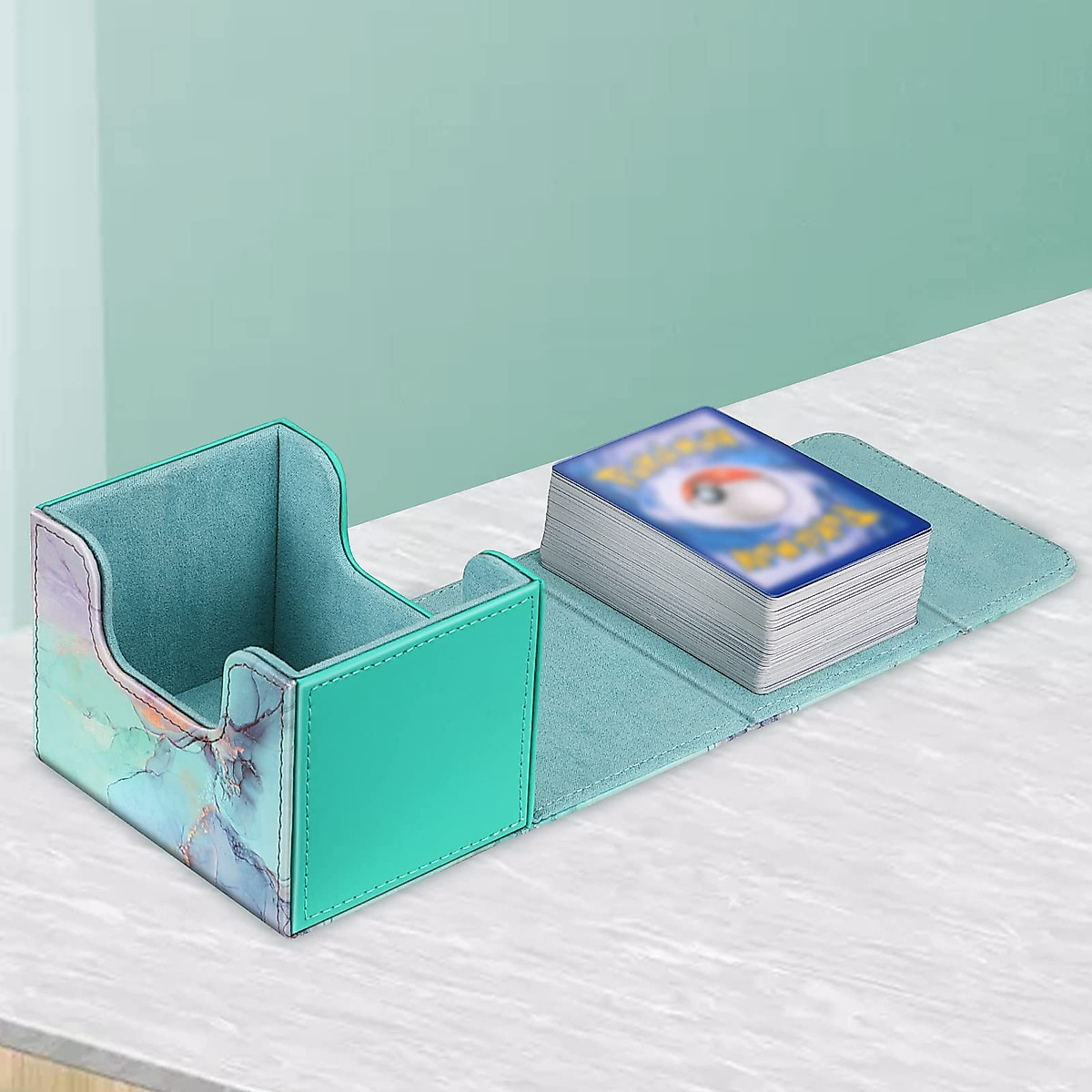 CaseBot Card Deck Box Compatible with MTG/TCG/CCG, Magnetic Game Card Case Large Size Fits Up 180+ Game Cards with PU Divider, Black