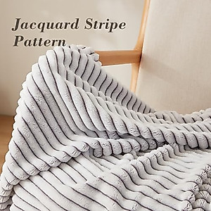 EMME Fleece Throw Blanket for Couch Purple, Soft, Plush, Warm and Cozy Blanket, Single Layer, Striped 3D Touch, Perfect for Bed Couch and Sofa Chair(Dark Purple, 50'' x 60'')