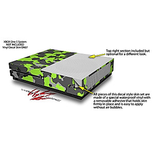 WraptorSkinz Decal Vinyl Skin Wrap Compatible with Xbox One S Console and Controllers - WraptorCamo Old School Camouflage Camo Lime Green