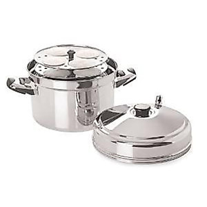 TABAKH IC-205 5-Rack Stainless Steel Idli Cooker with Strong Handles,Silver,Medium