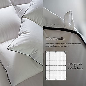 KRT Luxurious Goose Feathers Down Comforter Cal-King Size Solid White Lightweight Duvet Insert 100% Cotton Cover with 8 Corner Tabs Summer Cooling Blanket (White, California King Lightweight)